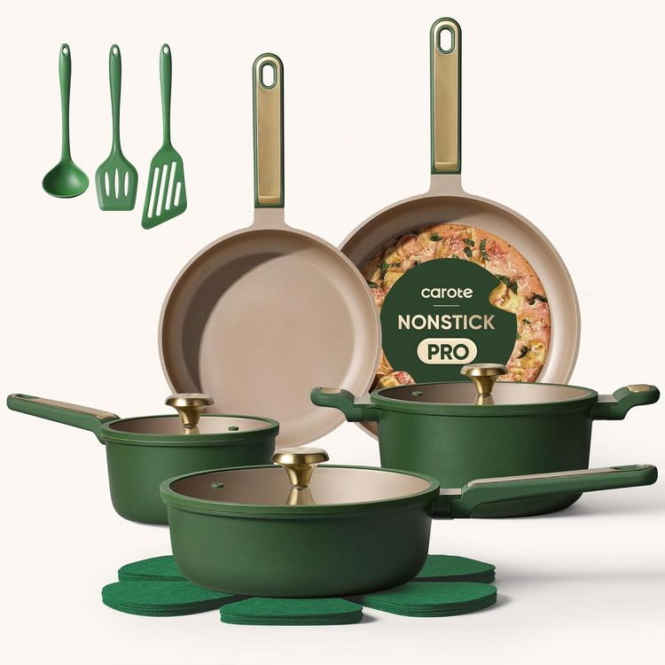 CAROTE Pots and Pan Set Non stick, Cookware Set, 16pcs NonStick Kitche